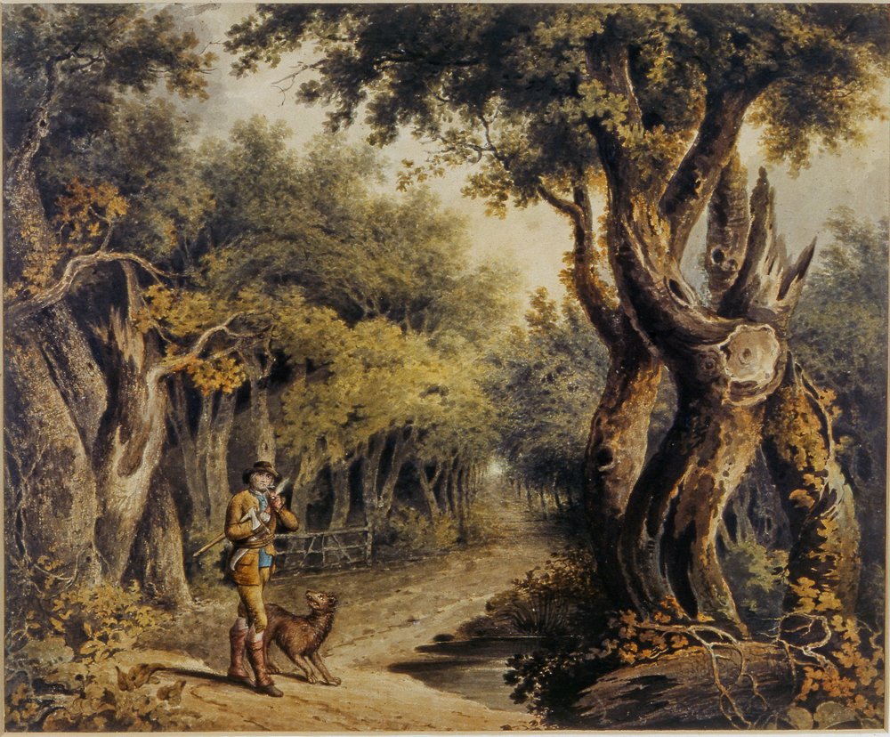 Forest Scene with Woodman and Dog by Thomas Barker of Bath